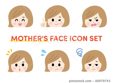 Mother's face facial expression variation set... - Stock Illustration ...
