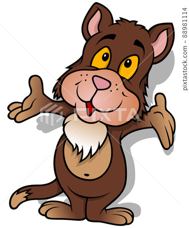 Brown Cute Kitty with Open Arms - Stock Illustration [88981114] - PIXTA