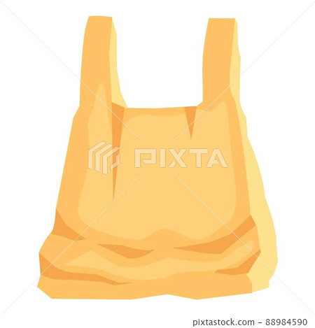 Yellow plastic shopping bag. Empty disposable... - Stock Illustration ...