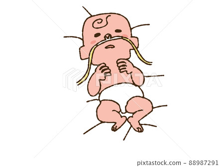 Baby with oxygen nasal cannula Comical... - Stock Illustration ...