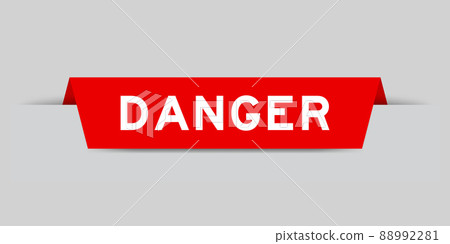 Red color inserted label with word danger on... - Stock Illustration ...