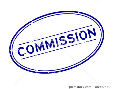 Grunge blue commission word oval rubber seal... - Stock Illustration ...