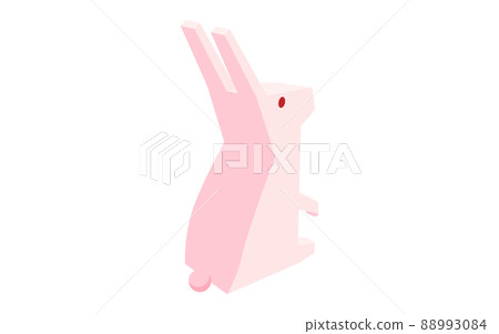 Back view of a sitting rabbit, simple isometric... - Stock Illustration ...