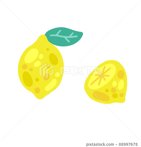 Lemon. Yellow sour fruit. Set of objects with... - Stock Illustration ...