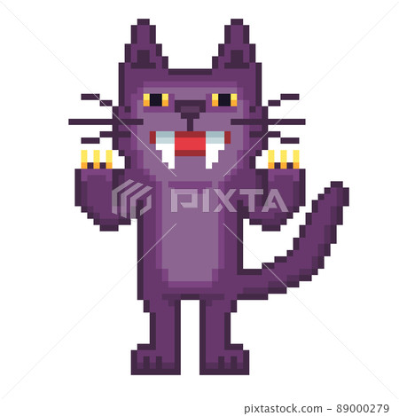 Scary cat monster pixel illustration - Stock Illustration [89000279 ...