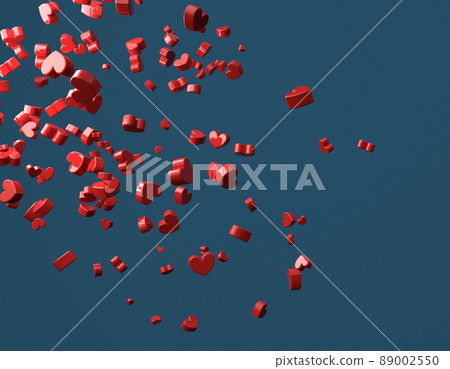Flying scattered small hearts - 3D render - Stock Illustration ...