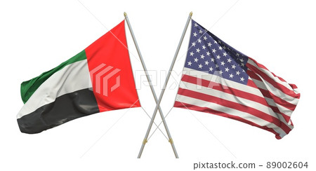 Flags of the USA and the UAE on white... - Stock Illustration [89002604 ...
