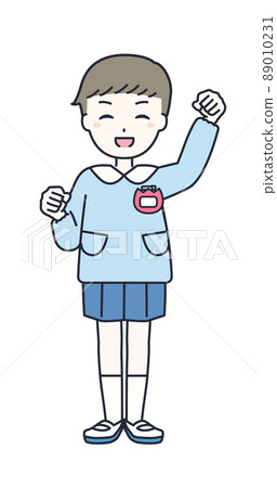 Kindergarten boy wearing a rejoicing smock - Stock Illustration ...