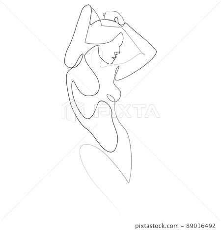 Female body one line drawing. Hand drawn... - Stock Illustration ...