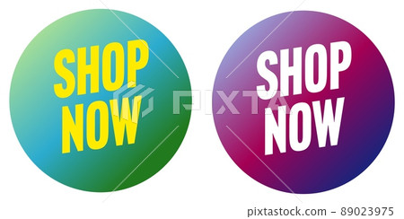 Shop now round sticker set with gradient... - Stock Illustration ...
