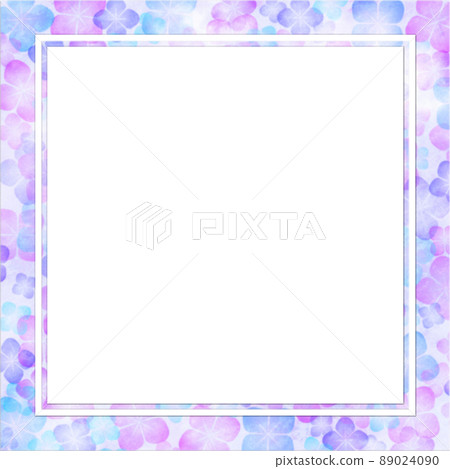 Blue-purple watercolor-style hydrangea square... - Stock Illustration ...