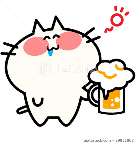 Illustration material of cat drinking beer - Stock Illustration ...