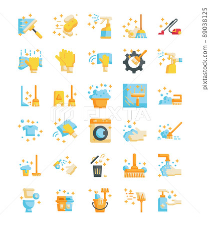 cleaning flat icons - Stock Illustration [89038125] - PIXTA