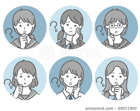 Female student circle icon set wondering - Stock Illustration [89051900 ...
