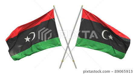 Isolated flags of Libya on white background. 3D... - Stock Illustration [89065913] - PIXTA