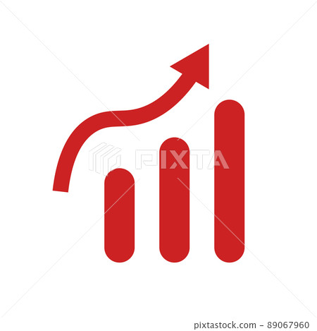 Red bar graph and arrow - Stock Illustration [89067960] - PIXTA