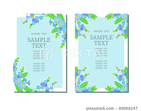 Hand-painted forget-me-not illustration frame - Stock Illustration ...