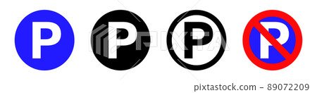 Parking mark icon set. Parking sign. - Stock Illustration [89072209 ...