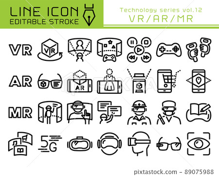 Line icon technology series vol.12 VR / AR / MR - Stock Illustration ...