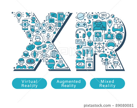 XR cross reality design letters - Stock Illustration [89080081] - PIXTA