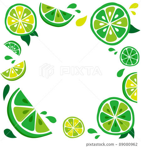 A refreshing cut lime decoration frame - Stock Illustration [89080962 ...