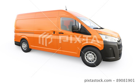 Orange commercial van for transporting small... - Stock Illustration ...
