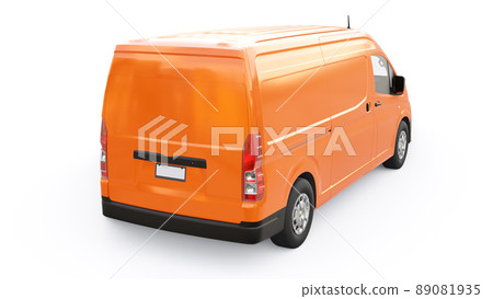 Orange commercial van for transporting small... - Stock Illustration ...