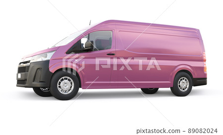 Pink commercial van for transporting small... - Stock Illustration ...