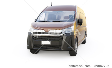 Brown commercial van for transporting small... - Stock Illustration ...