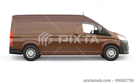Brown commercial van for transporting small... - Stock Illustration ...