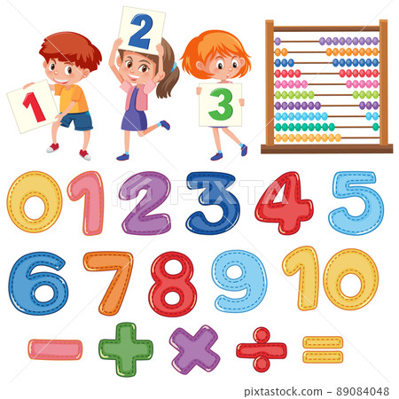 Counting number 0 to 9 and math symbols - Stock Illustration [89084048 ...