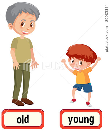 Opposite words for old and young - Stock Illustration [89085354] - PIXTA