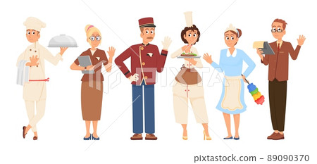 Hotel staff cartoon characters. Professional... - Stock Illustration ...