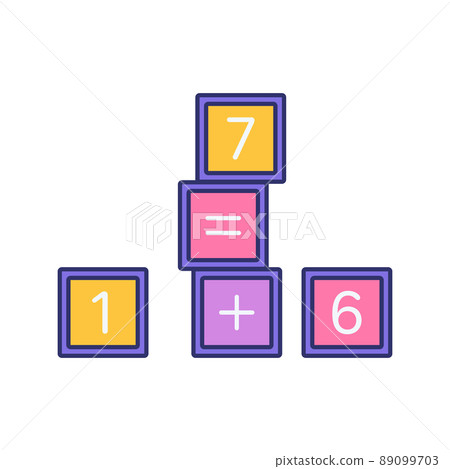 Vector illustration of cartoon cubes with numbers. - Stock Illustration ...