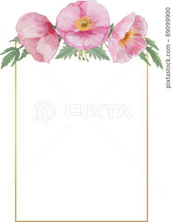 watercolor poppy frame - Stock Illustration [89099900] - PIXTA