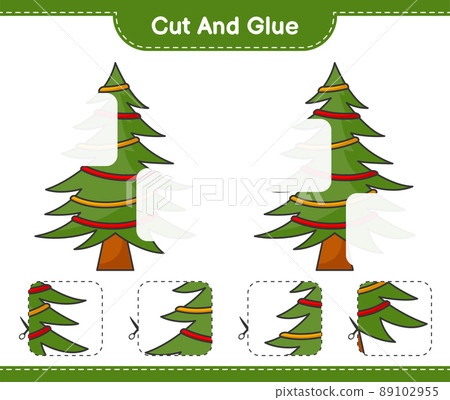 Cut and glue, cut parts of Christmas Tree and... - Stock Illustration ...