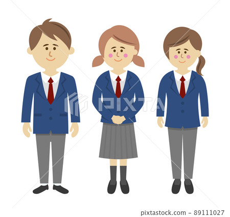 School uniform skirt and slacks boy student... - Stock Illustration ...