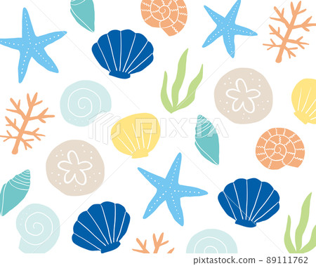 Sea motif pattern illustration background - Stock Illustration ...