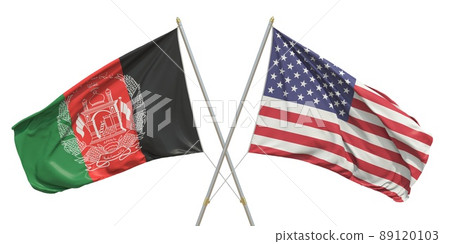 Flags of the USA and Afghanistan on white... - Stock Illustration ...