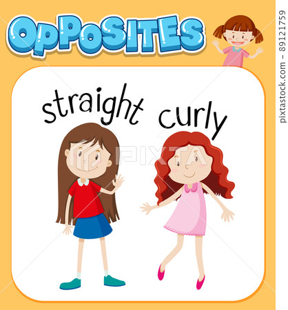 Opposite words for straight and curly - Stock Illustration [89121759 ...