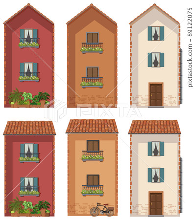 Traditional Italian architecture house building - Stock Illustration ...