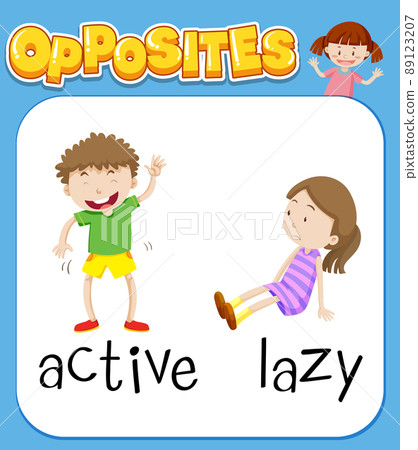 Opposite words for active and lazy - Stock Illustration [89123207] - PIXTA