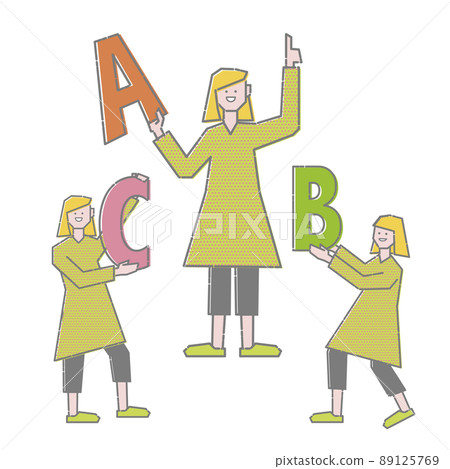 Woman with the alphabet - Stock Illustration [89125769] - PIXTA