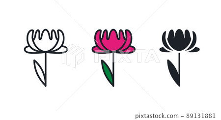 Peony icon. Pion flower isolated vector icon - Stock Illustration ...