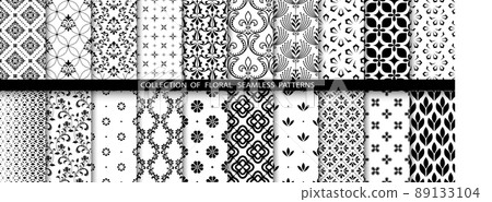 Geometric floral set of seamless patterns.... - Stock Illustration ...