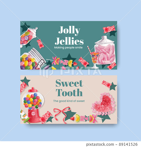 Twitter template with candy jelly party... - Stock Illustration ...