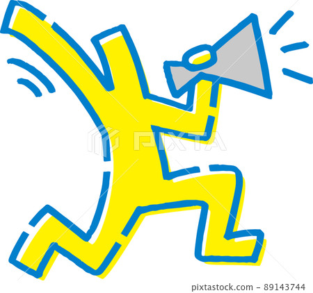 Hand-painted stickman cheering with a megaphone - Stock Illustration ...