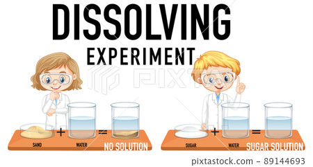 Dissolving science experiment with sand and water - Stock Illustration ...