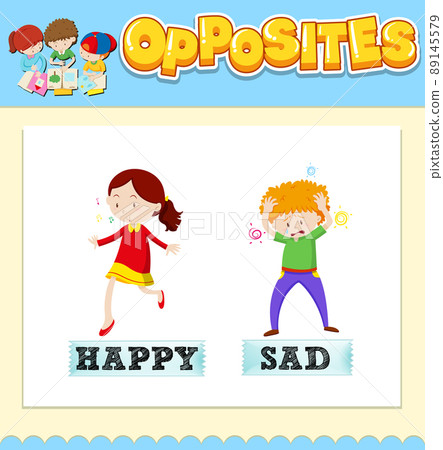 Opposite words for happy and sad - Stock Illustration [89145579] - PIXTA