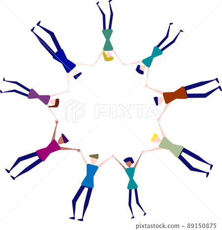Simple people holding hands to make a circle - Stock Illustration ...